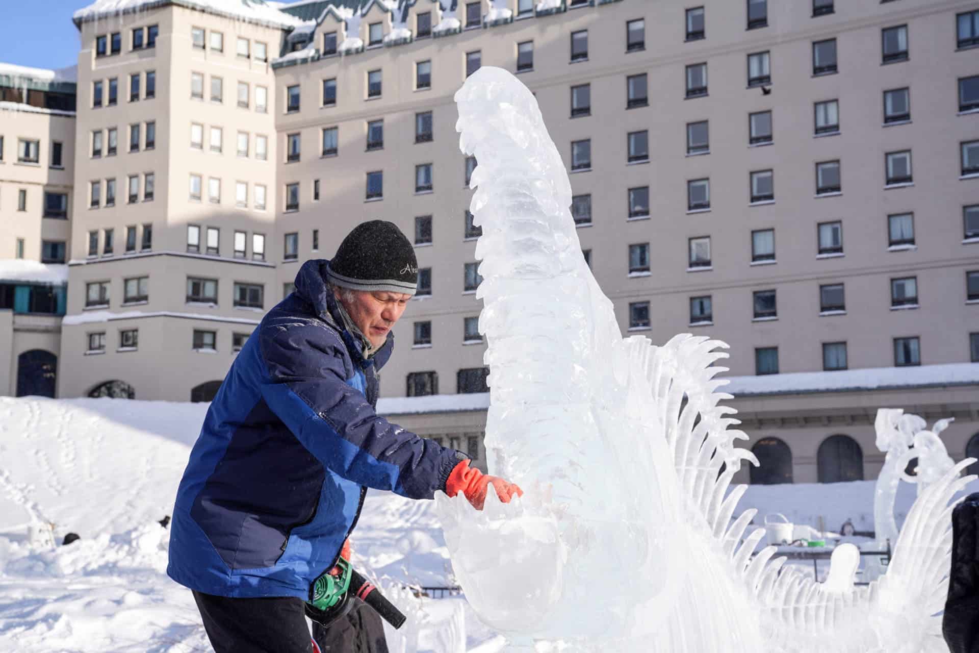 Teams of world-class carvers create frosty masterpieces during Banff's ...